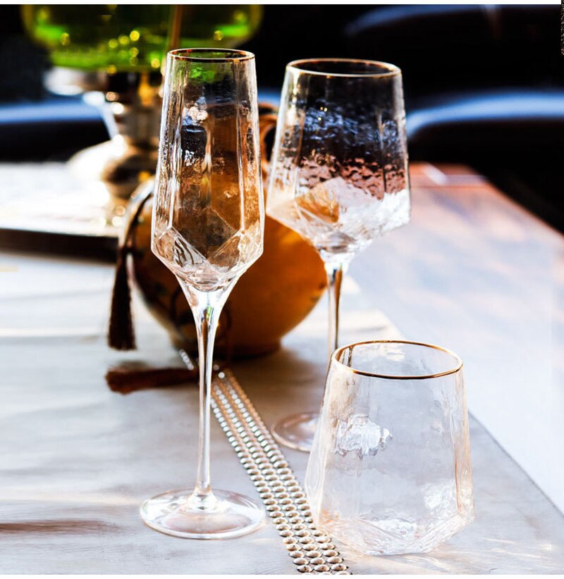 2PCS Gold, Hammered, Champagne Glasses, Wine Glass... – Grandado