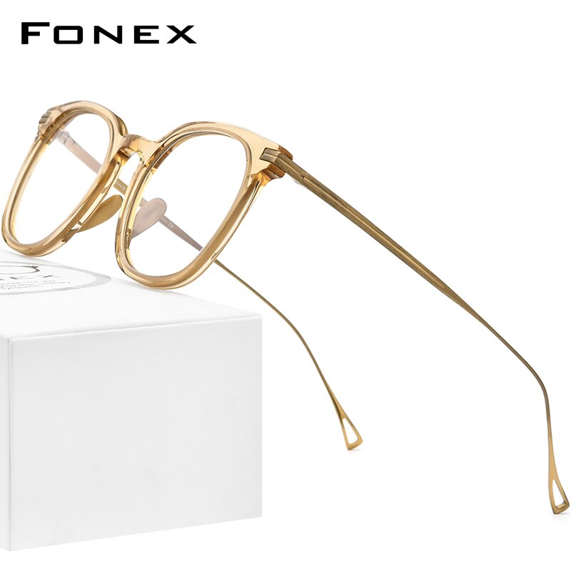 Fonex Acetate Titanium Glasses Frame Men Retro Squ Grandado