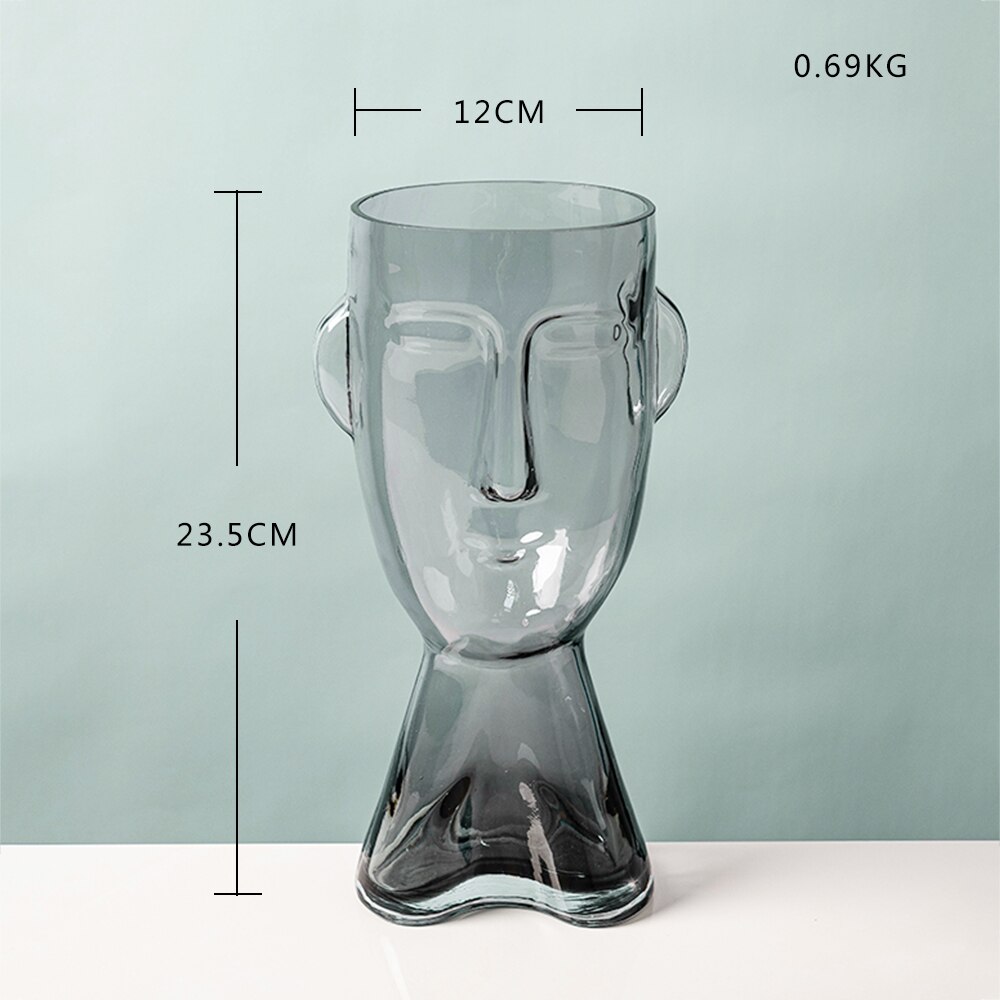 Abstract Human Face Vase Transparent Glass Flower ... – Vicedeal