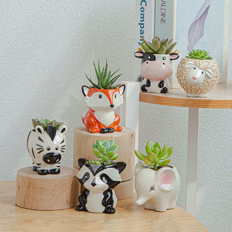 Home Decor Cartoon Flower Pot Simplicity Cute Cart... – Grandado