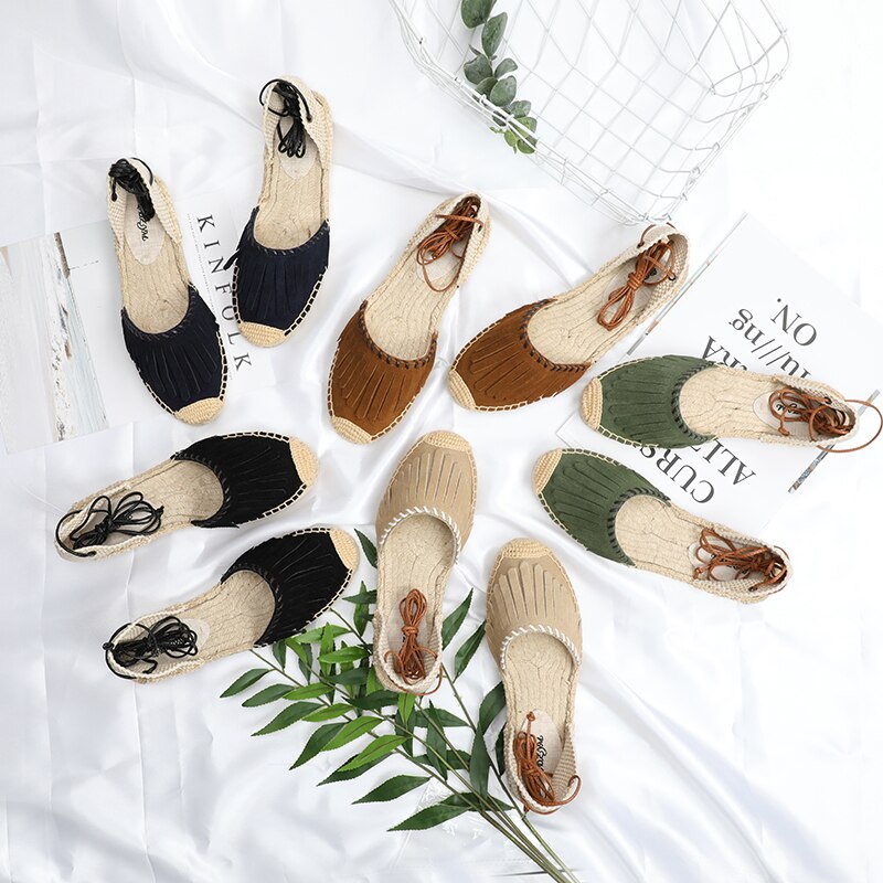 Summer Sandal with Tassel, Soft Ankle-Tie, Closed ... – Grandado