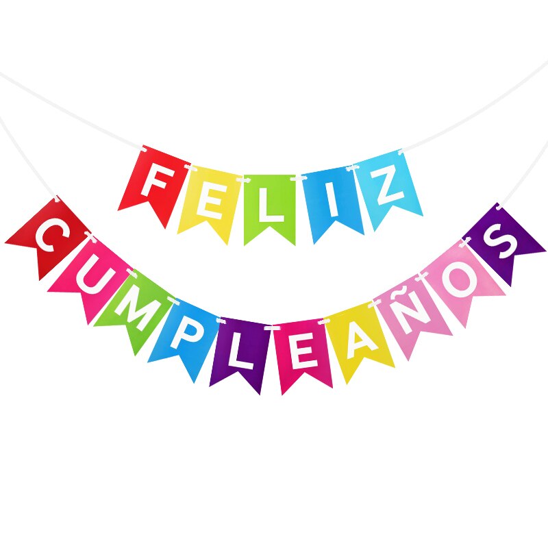 Multicolor Spanish Happy Birthday Paper Banner Alp... – Grandado