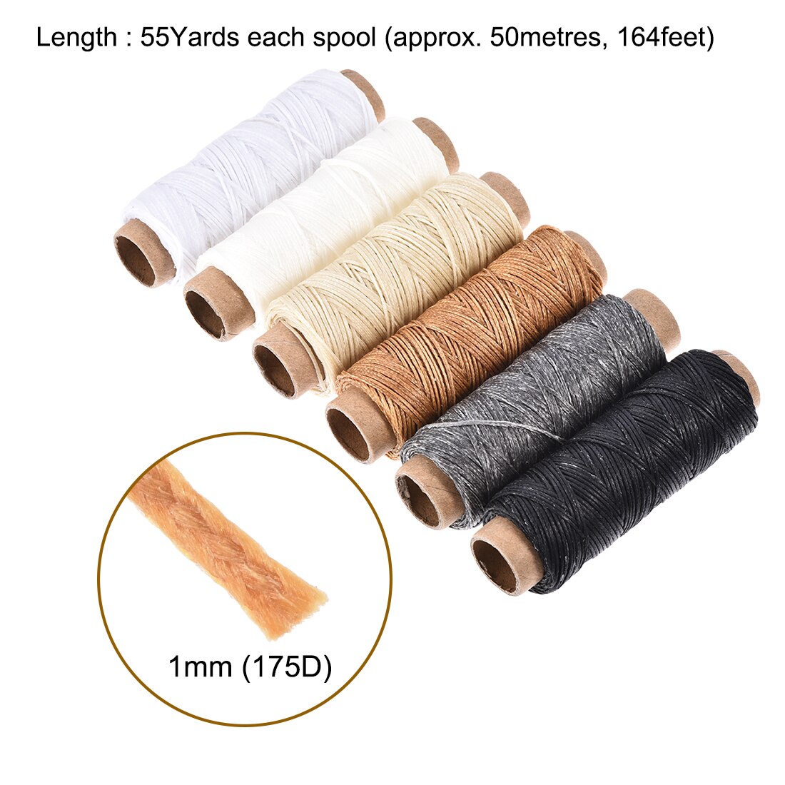 uxcell Leather Sewing Thread Set 55 Yards 175D/1mm... – Grandado