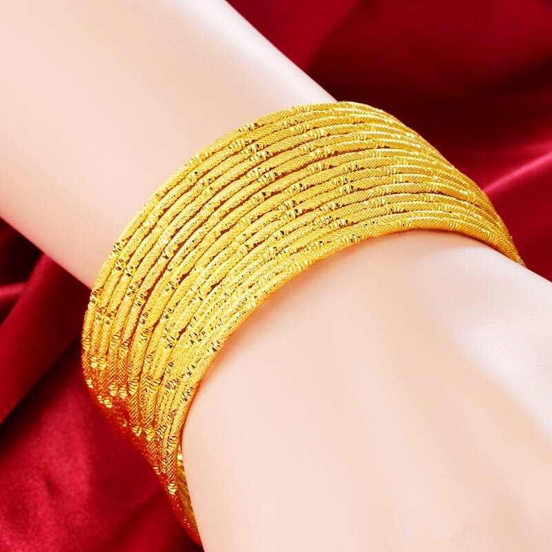 10pcs/ lot Pure Gold Color Bangle Bracelet for Wom... – Grandado