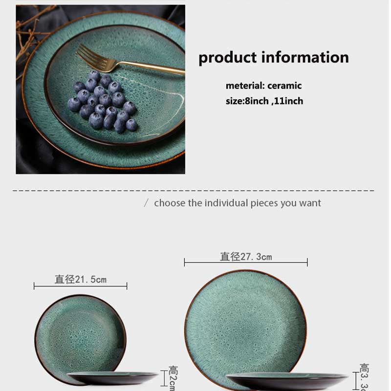 Nordic Dinner Plates round plate set Ceramic Dish ... – Vicedeal