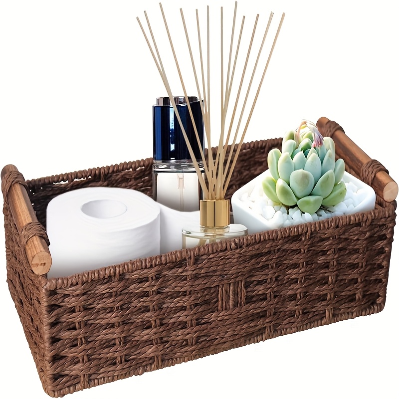 Round paper rope storage basket organizes decorati... – Grandado