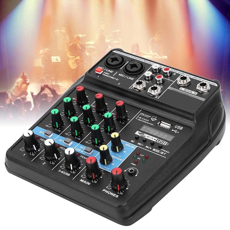 4Channels Audio Mixer Sound Mixing Console With Bl... – Grandado