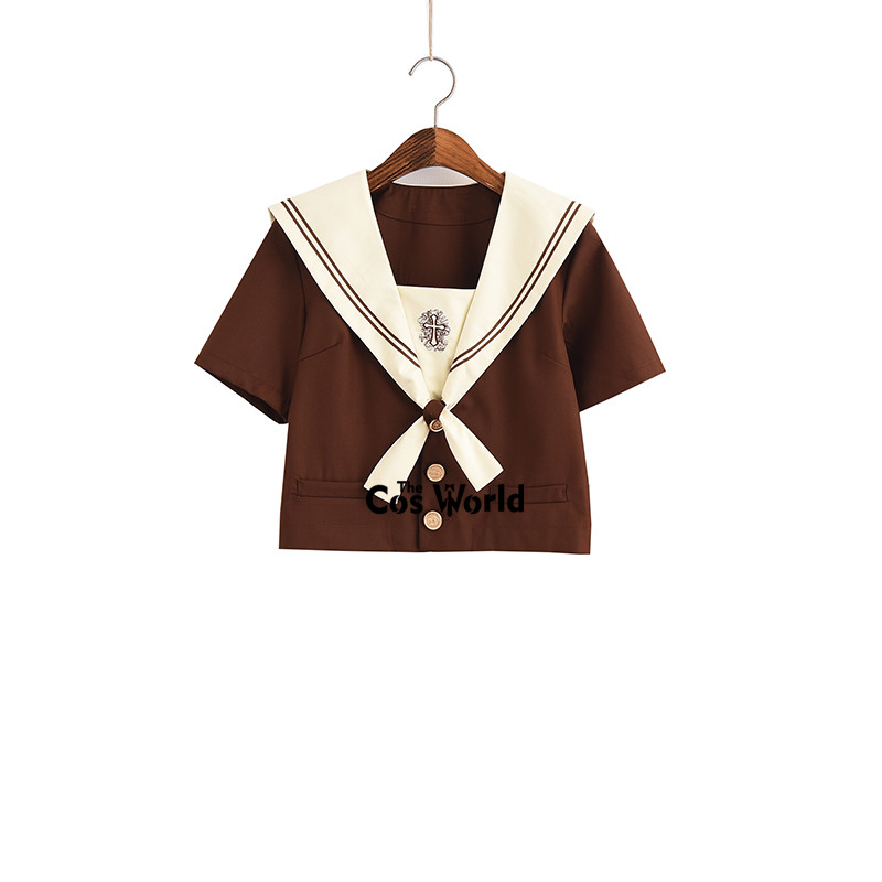 Ivory Yellow Cross Summer Navy Sailor Suit Tops Sk... – Grandado