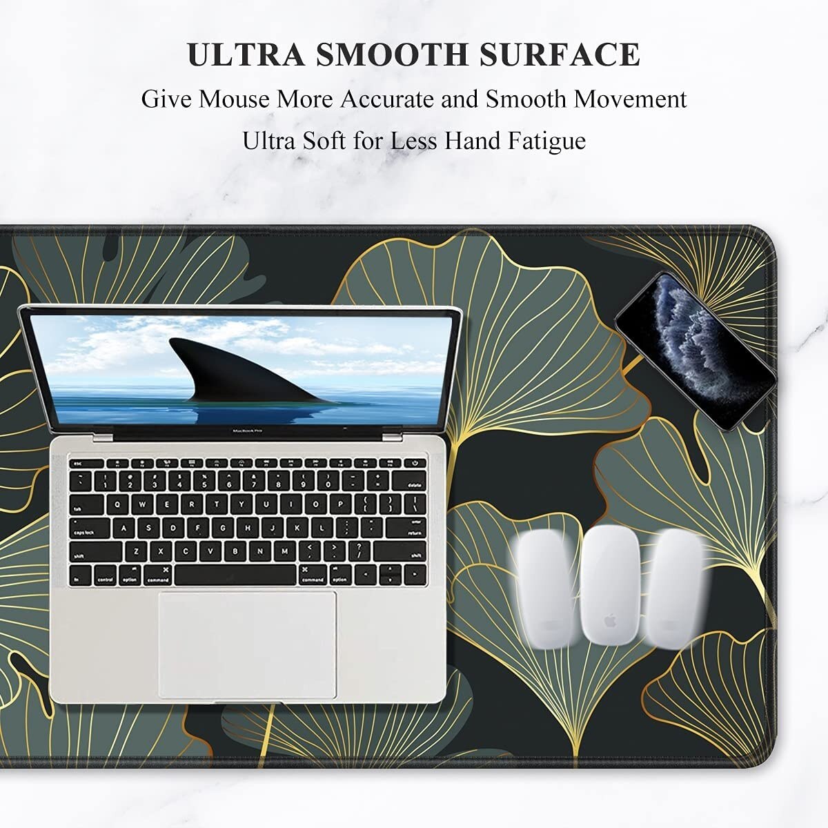 Black Gold Green Leaves Mouse Pad Gamer Computer G... – Vicedeal