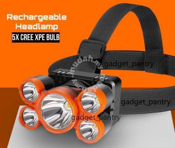 5x LED Rechargeable High Power Headlamp Kepala M – Grandado