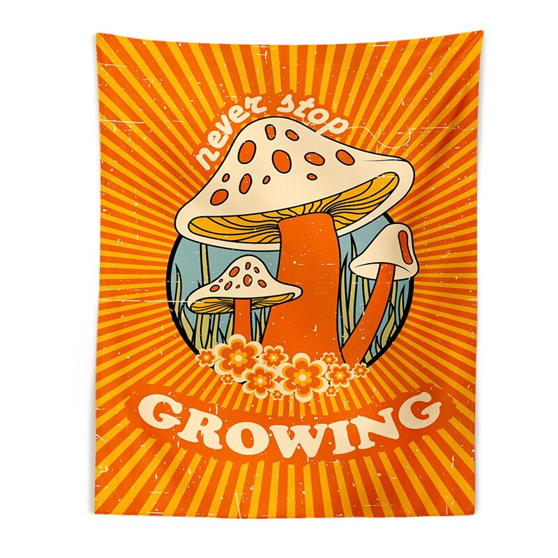Retro 70s 60s Mushroom Tapestry Wall Hanging Never... – Grandado