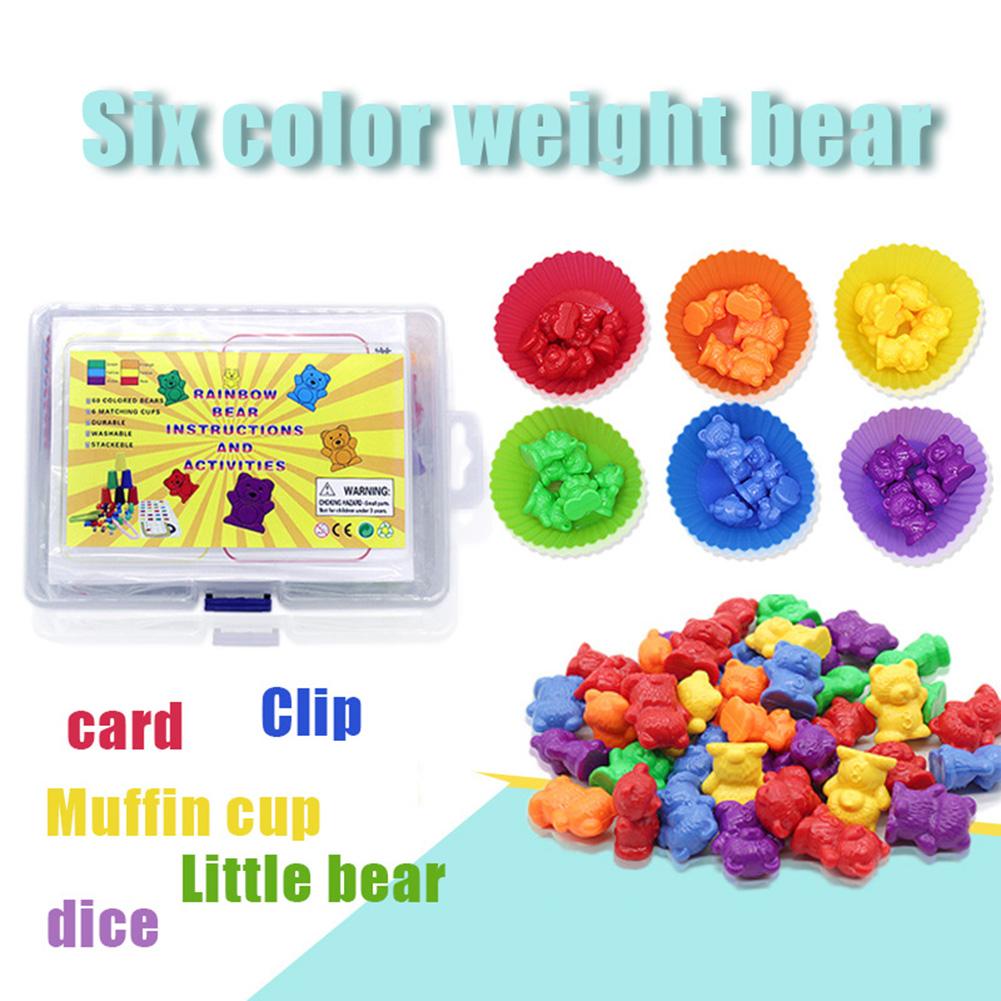 55Pcs/ Kids Rainbow Muffin Cup Bear Counting Match... – Grandado