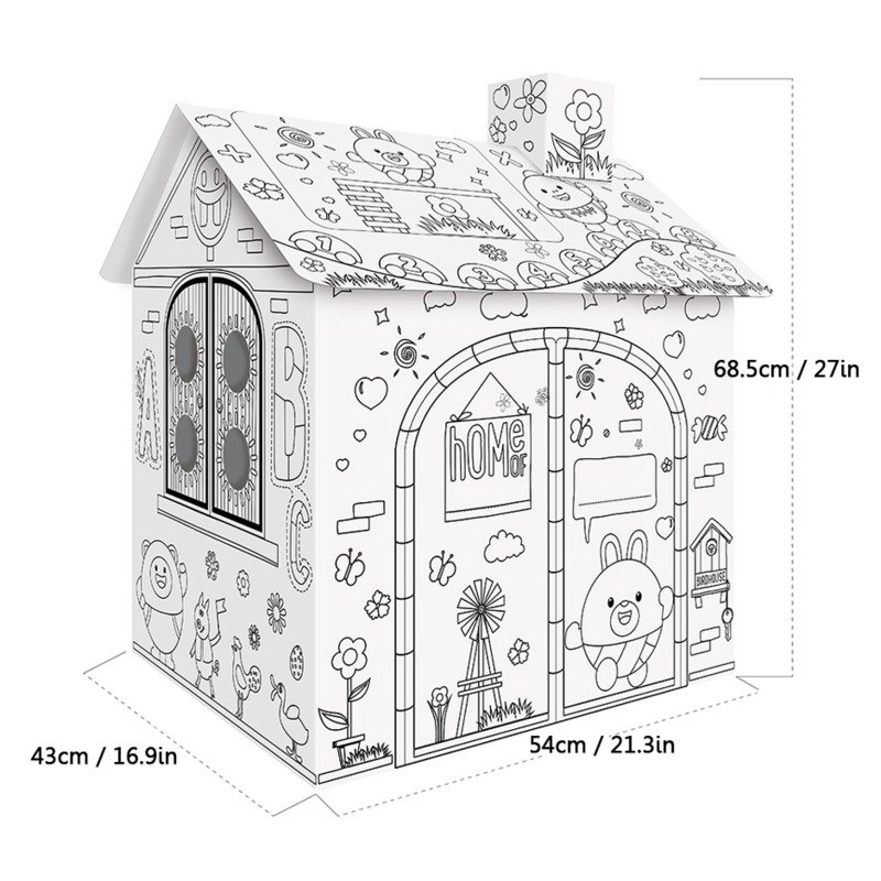 DIY Large Cardboard Coloring Crafts Play House Pro... – Grandado