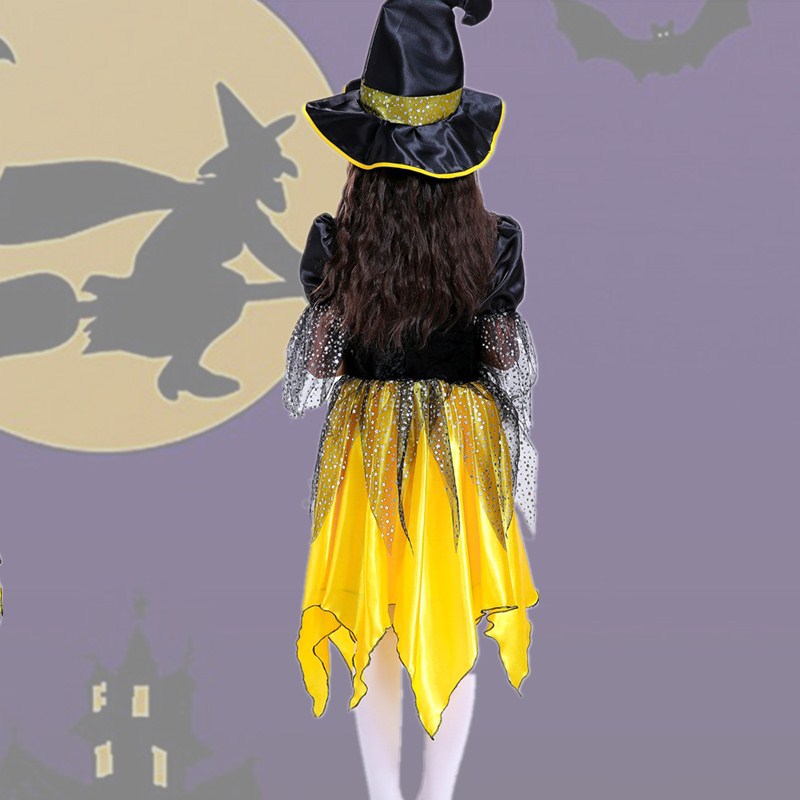 Children's Halloween Yellow Elf Costume Dress Girl... – Vicedeal