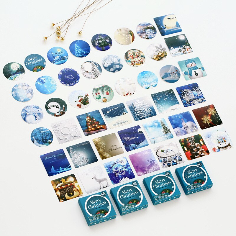 Blue Color Merry Christmas Mini Paper Sticker Deco... – Vicedeal