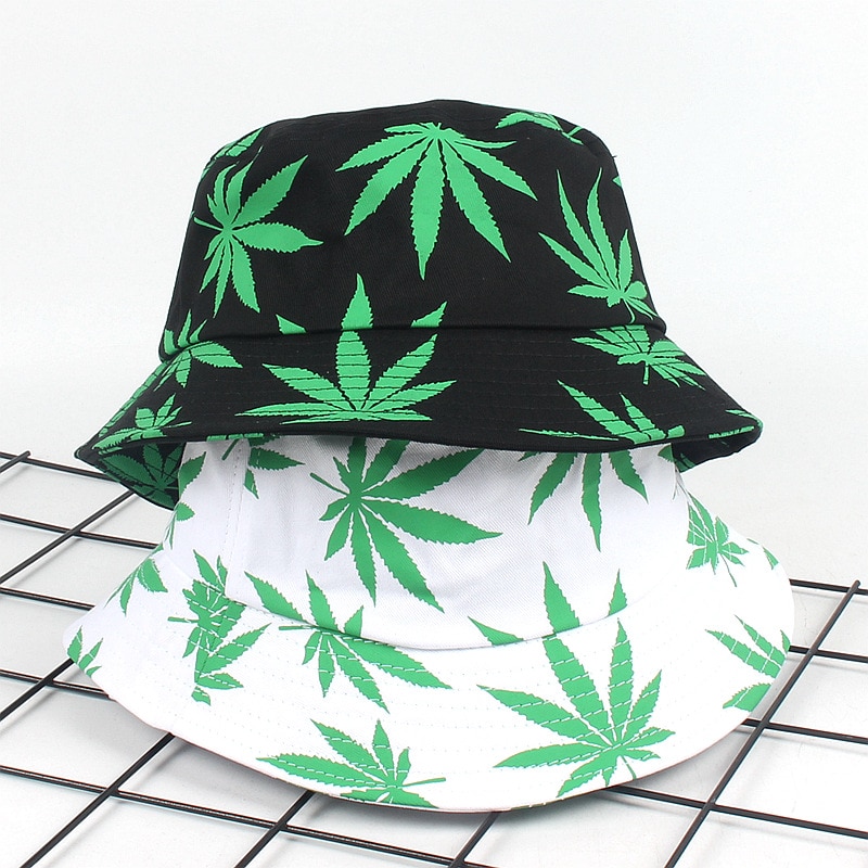 Print Maple Leaf Panama Bucket Hat Women Men Stree... – Vicedeal