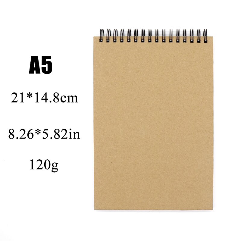 A3/A4/A5/16K/8K Vintage Coil Sketchbook Kraft Hard... – Grandado