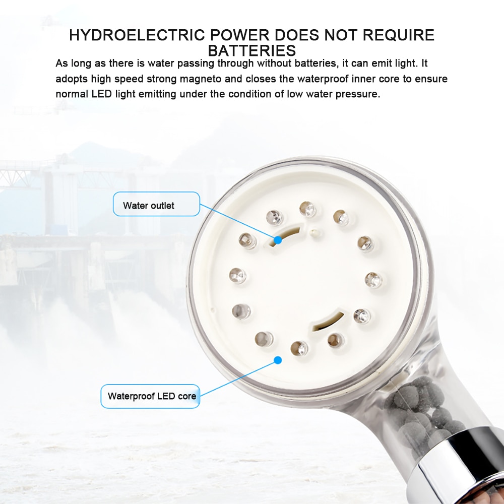 Cabezal de ducha de anión LED colorido, cabezal de... – Grandado