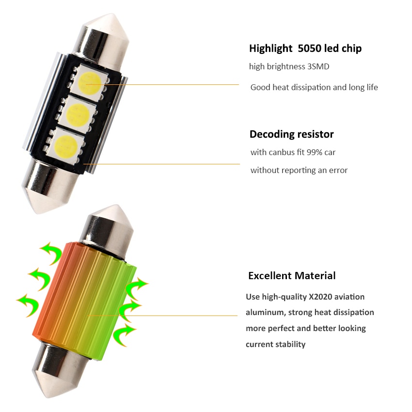 10 Stuks Dome Festoen Auto Licht Canbus Fout Grati... – Vicedeal