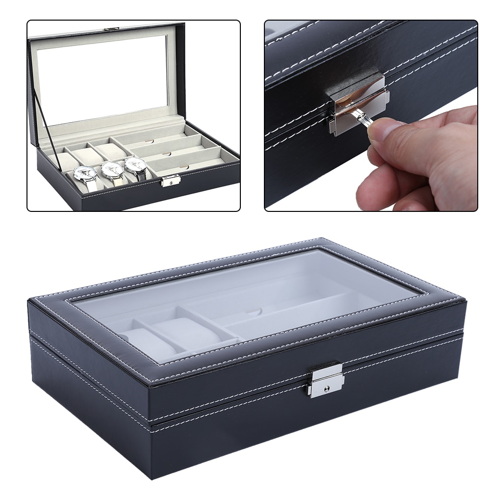 Watch Box Luxury Leather Watches Clock Display Box... – Vicedeal