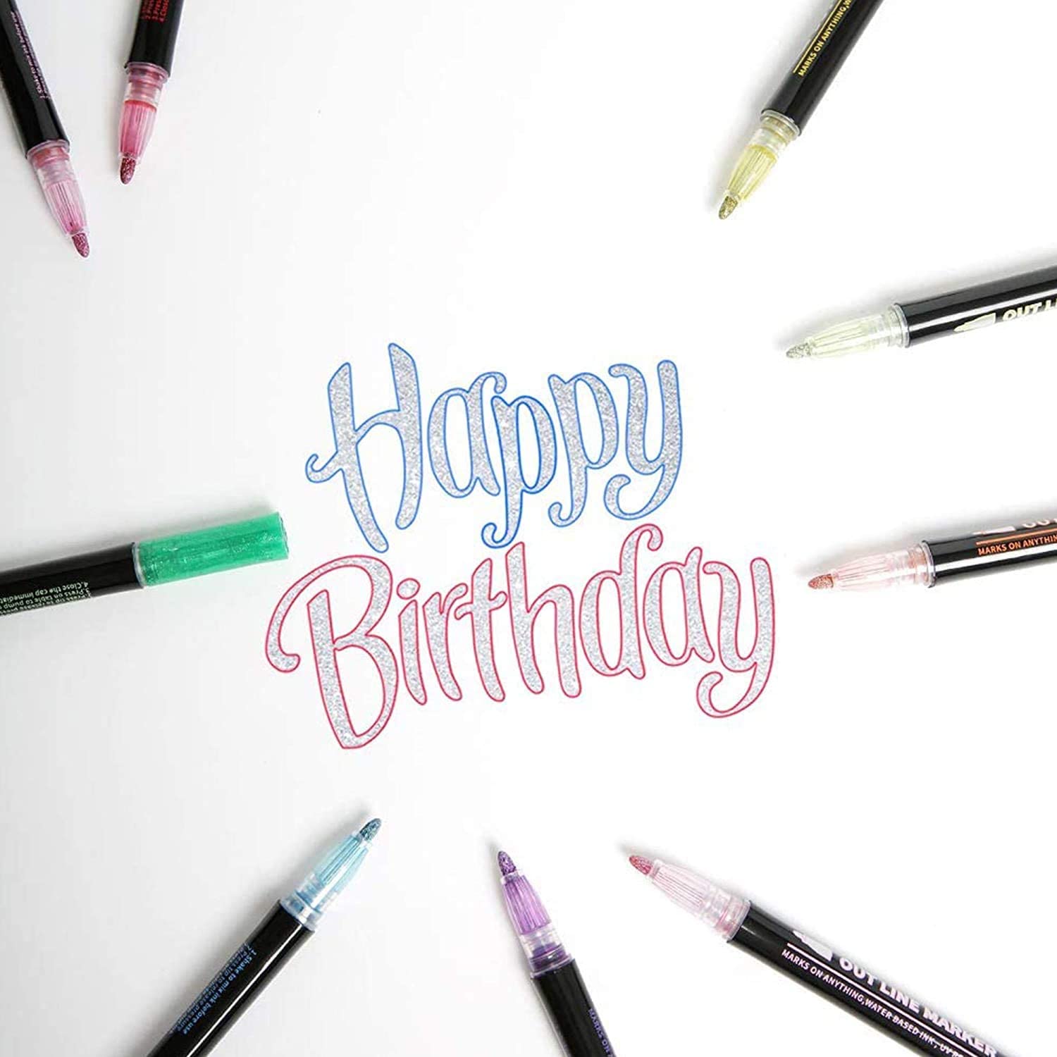 12 Colors Doodle Dazzle Markers, Double Line Outli... – Vicedeal