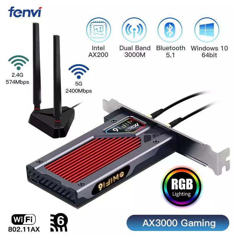 Fenvi Wifi 6e Intel AX210 PCIe Wireless Adapter Bl... – Grandado