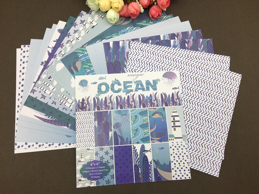 AlinaCraft 24 sheets 6"X6" ocean paper Scrapbookin... – Vicedeal
