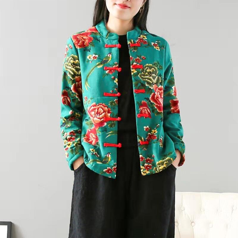 Chinese Cheongsam Tops Winter Parkas Coats Button ... – Grandado