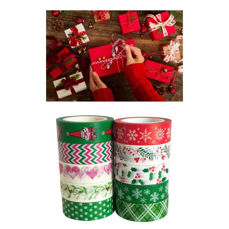 10 Rolls Christmas Washi Tapes Snowflake Pattern f... – Grandado
