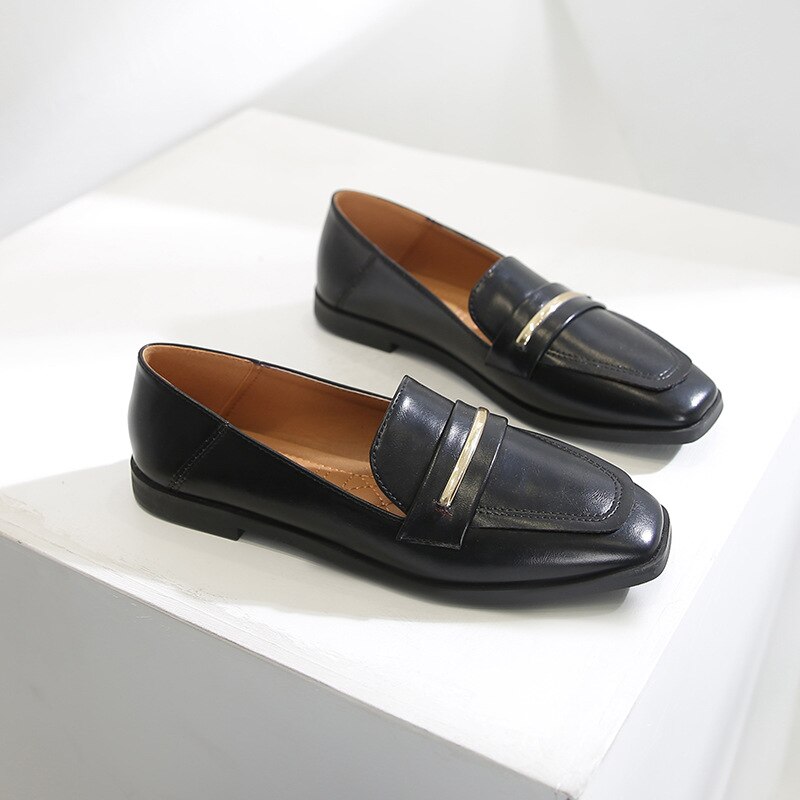 British Metal buckle oxford shoes for women flats ... – Grandado