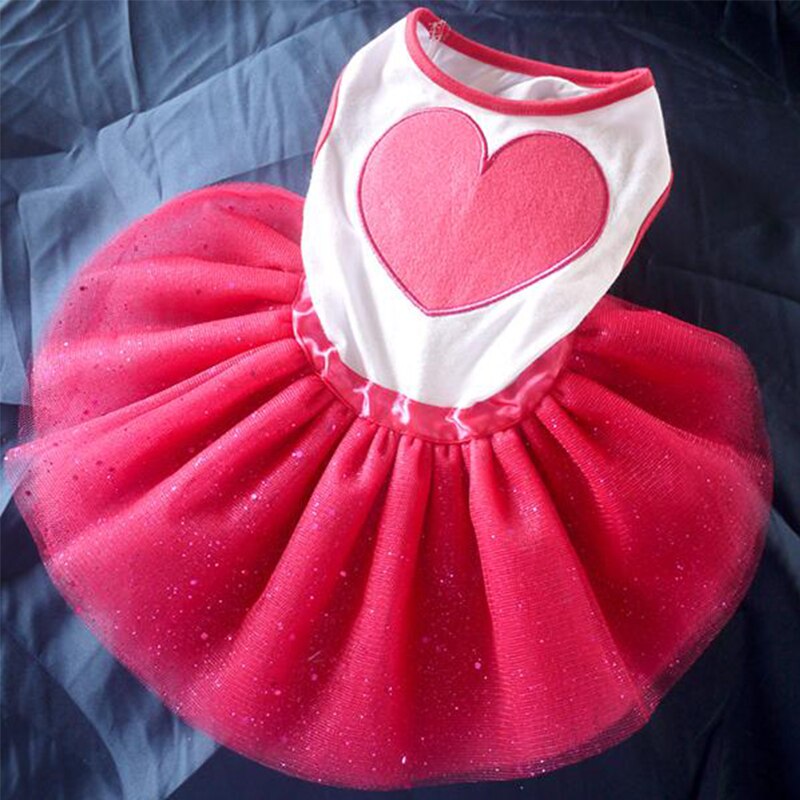 Hond Jurken Shining Heart Print Lace Tutu Jurk Ted... – Grandado
