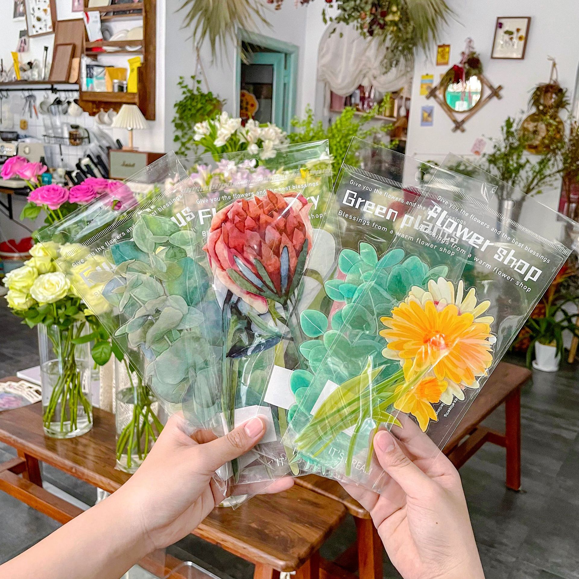 Green Plants Sticker Aesthetic Painting Decorative... – Grandado