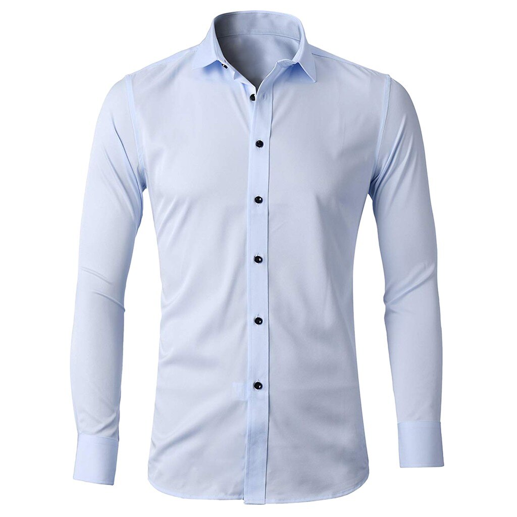 Spring Autumn Men Solid Color Shirts Casual Long S... – Grandado