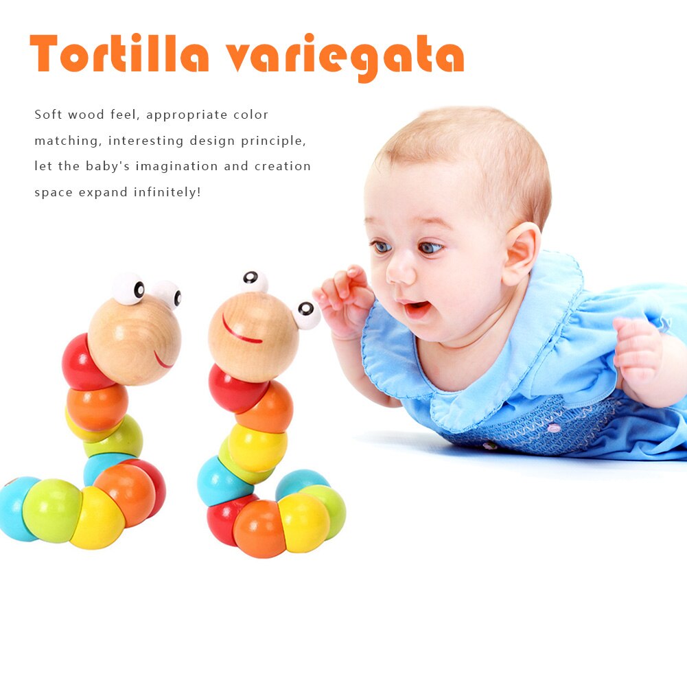 Colorful Worm Wooden Puzzles Baby Training Fingers... – Grandado