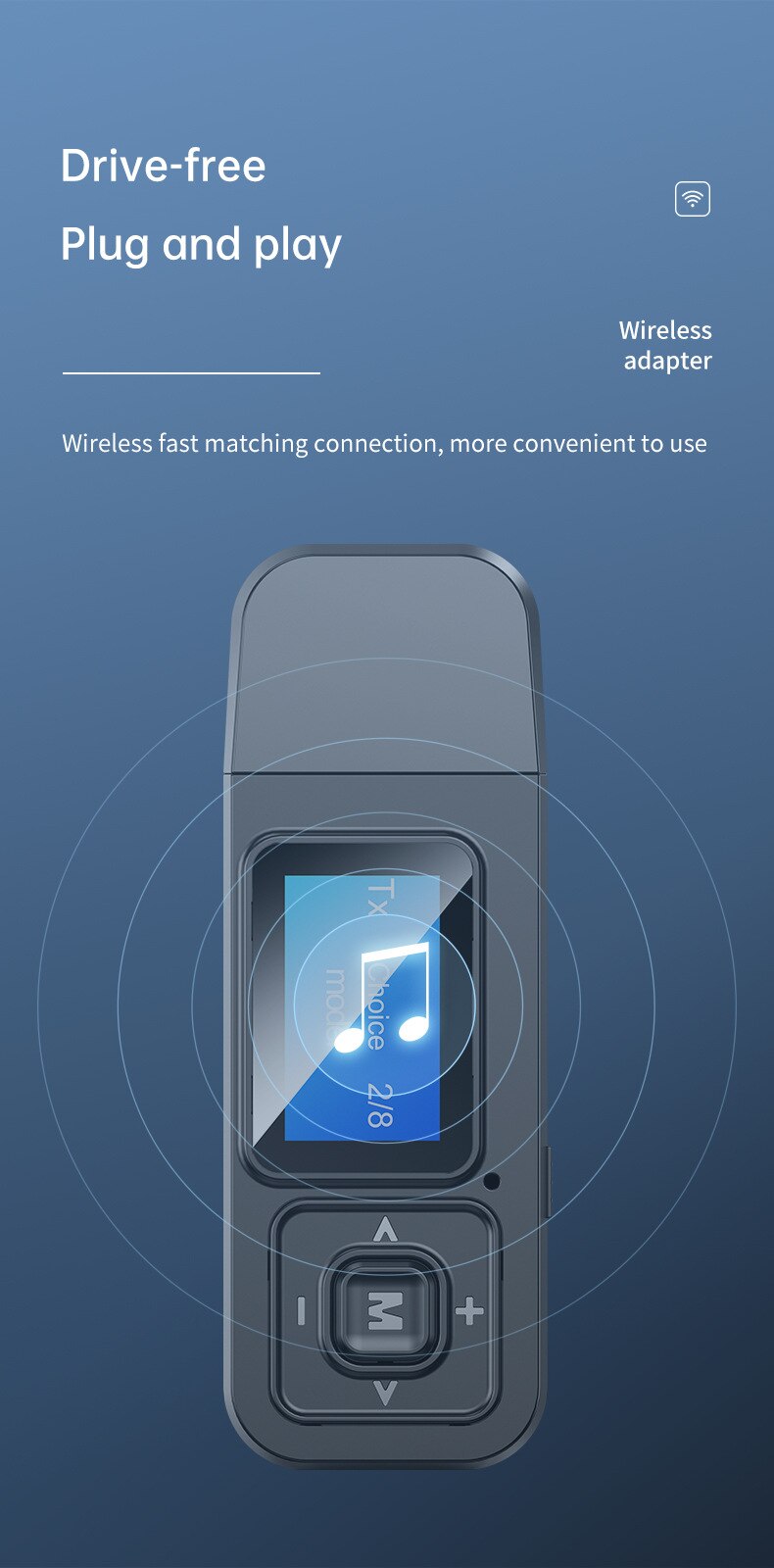 Bluetooth 5.0 Adapter LCD Screen Wireless Audio Bl... – Grandado