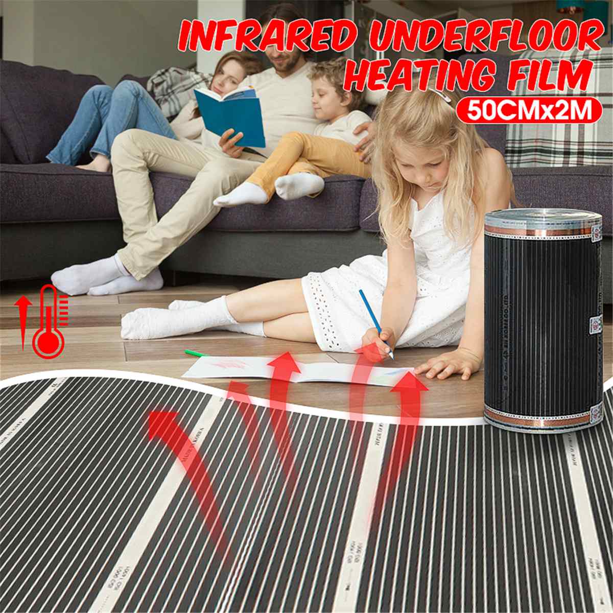220V 50cm Width Carbon Infrared Underfloor Heating... – Grandado