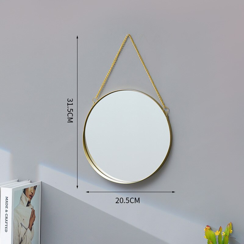 Nordic Metal Bathroom Mirror Round Wall Mount Mirr... – Grandado