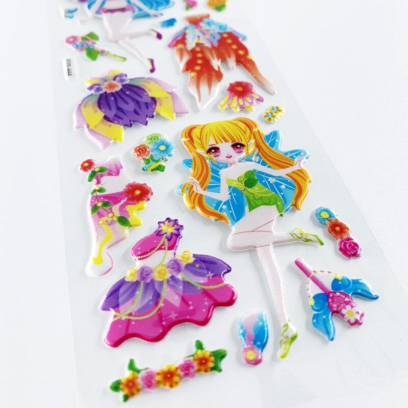 12 sheets cute dress up girl style 3D cartoon stic... – Grandado