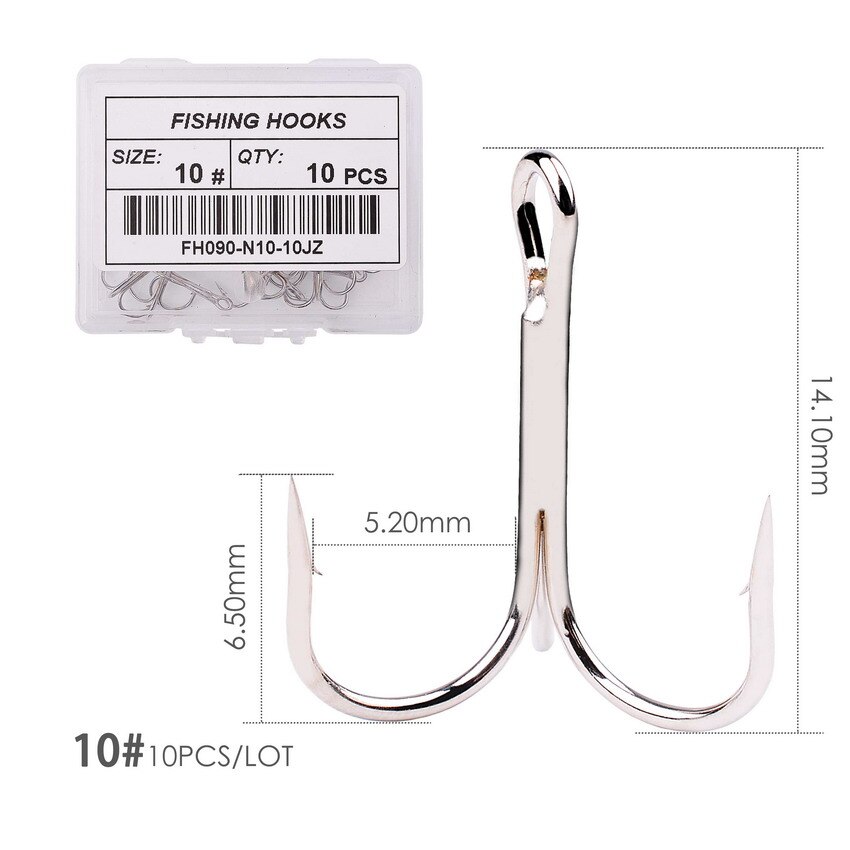 10pc/ Box Treble Fishing Hooks 2/4/6/8/10# High Ca... – Grandado
