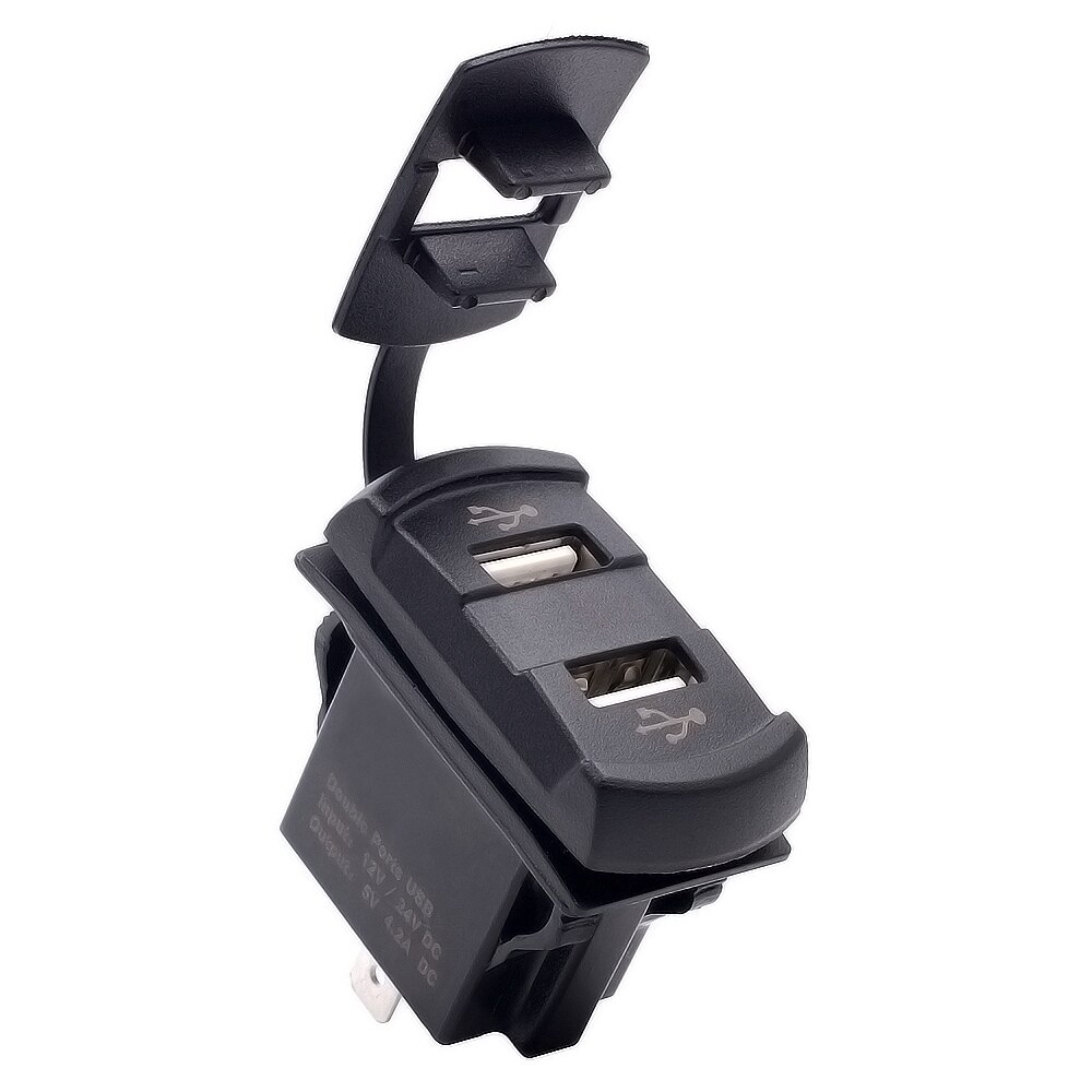 Dual 12V USB Car Boat Socket Rocker Switch Panel with Voltage Voltmeter ...