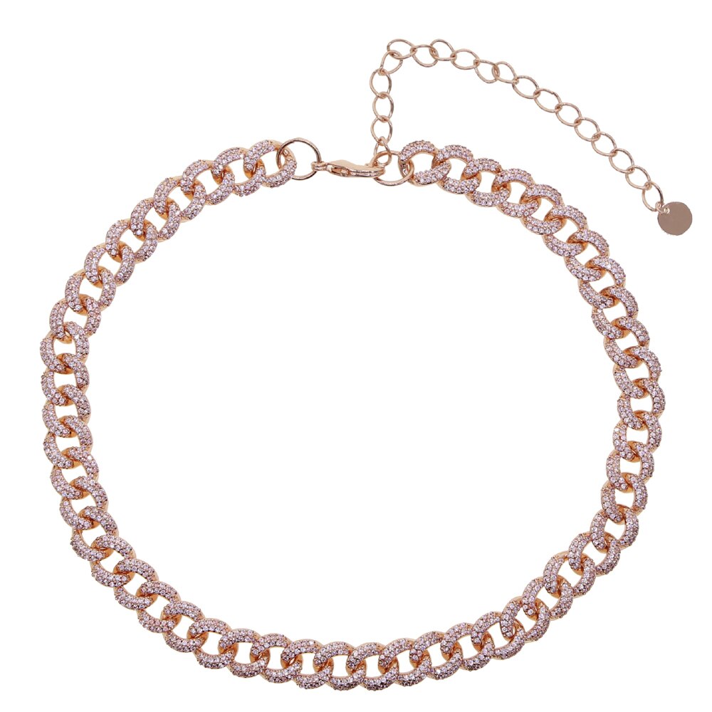 Rose gold Pink white cz cuban link chain necklace ... – Grandado