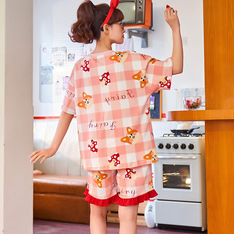 BZEL Pink Cute Sleepwear Cotton Women's Pajamas Se... – Grandado