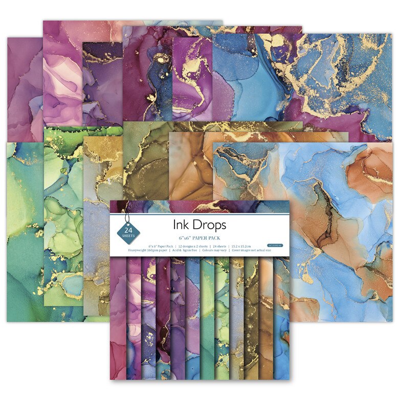 2022 ink drops Scrapbooking paper pack of 24 sheet... – Grandado