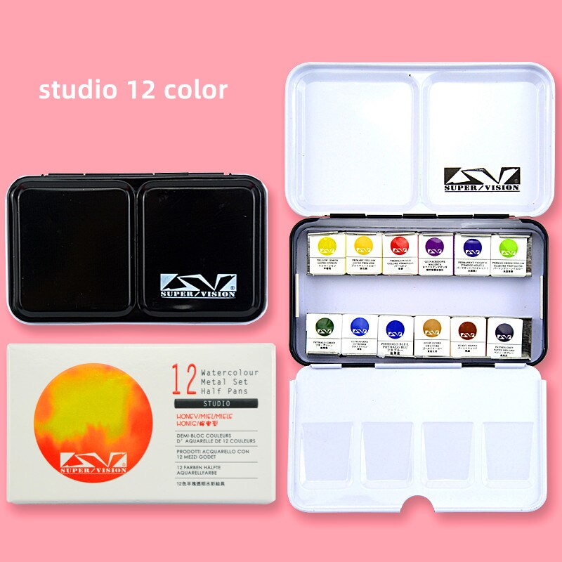 Super Vision 12/24 Colors Solid Watercolor Paint S... – Grandado