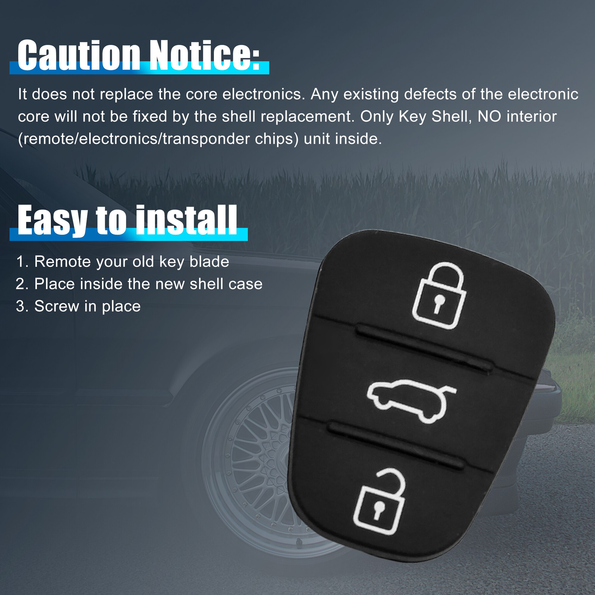 X AUTOHAUX 3 Buttons Car Remote Fob Case Insert Ru... – Grandado