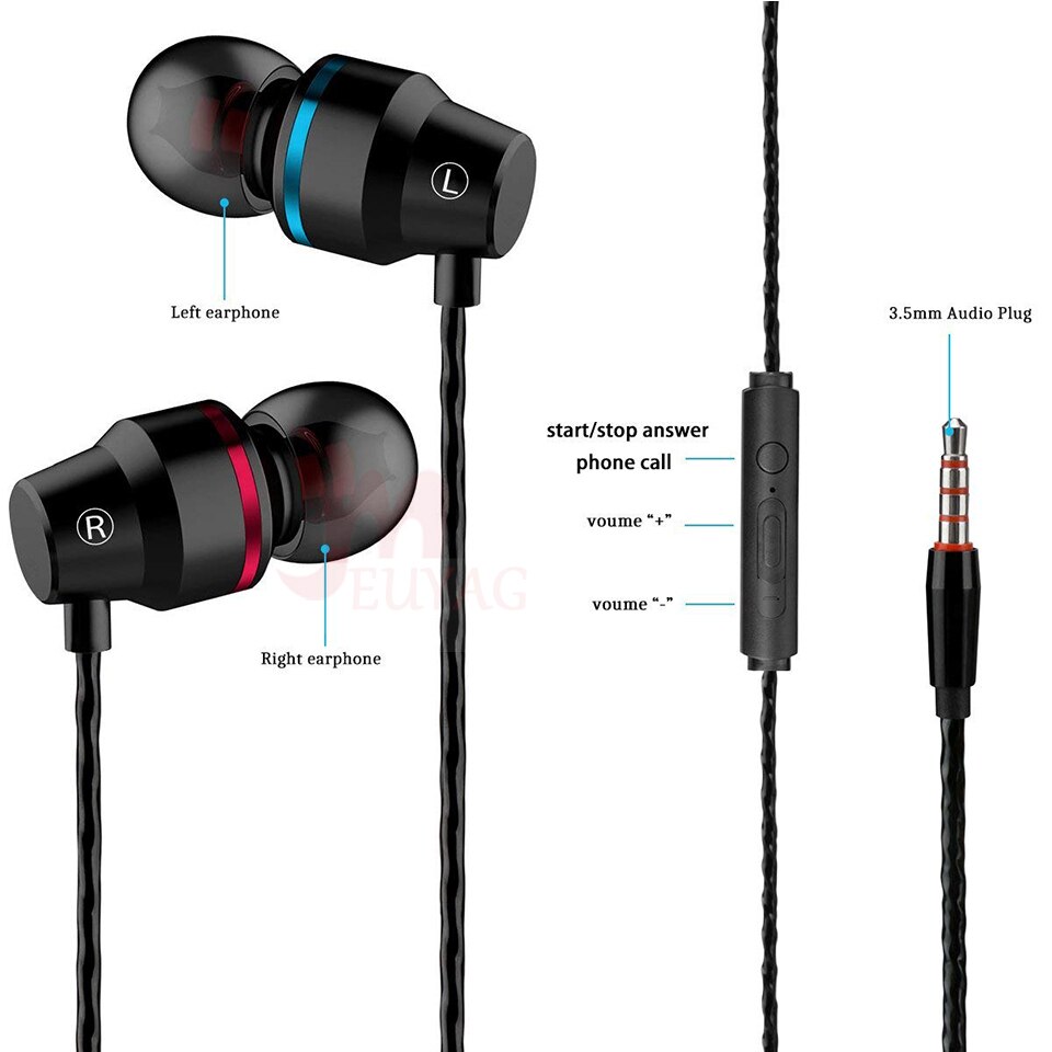 MEUYAG Metal earphone In Ear Wired Earphone 3.5mm ... – Grandado