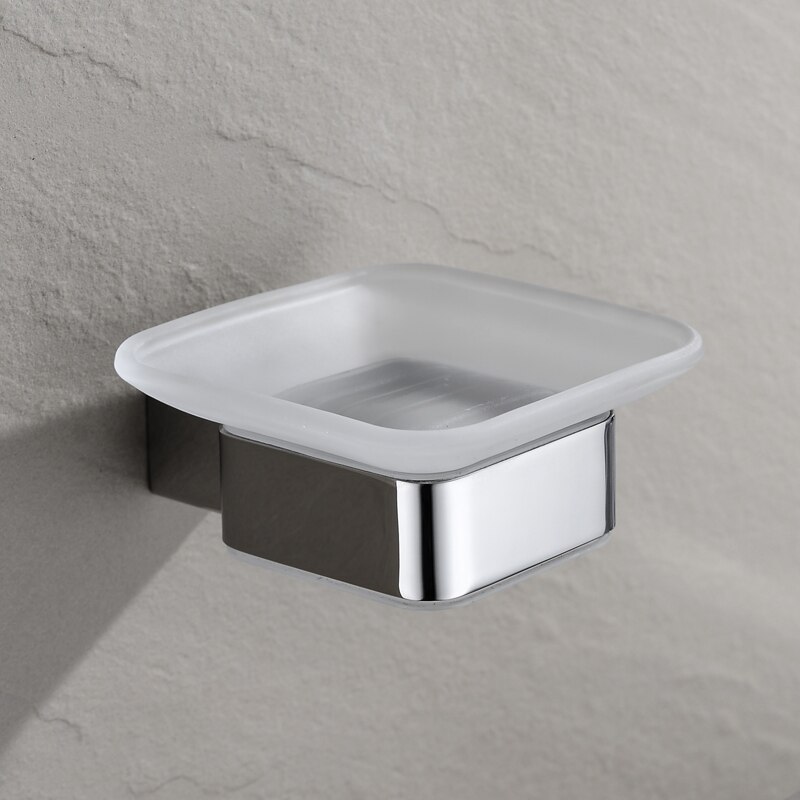 Soap Dish Wall Mounted Chrome Square Holder with G... – Grandado