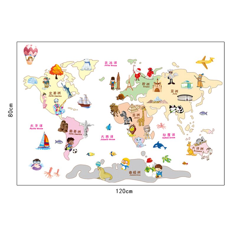 World Map Nursery Wall Stickers For Kids Room Bedr... – Grandado
