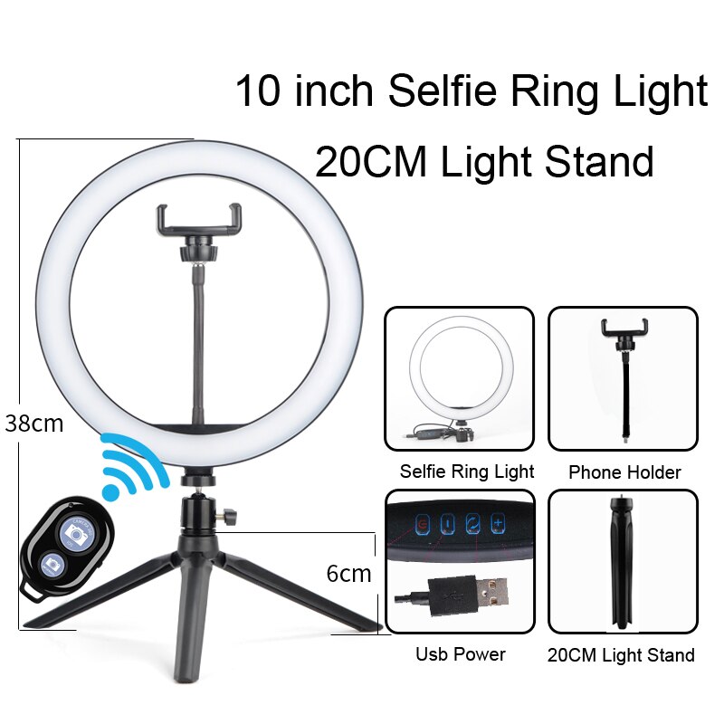 Beauty dimmable LED selfie ring light USB plug wit... – Grandado
