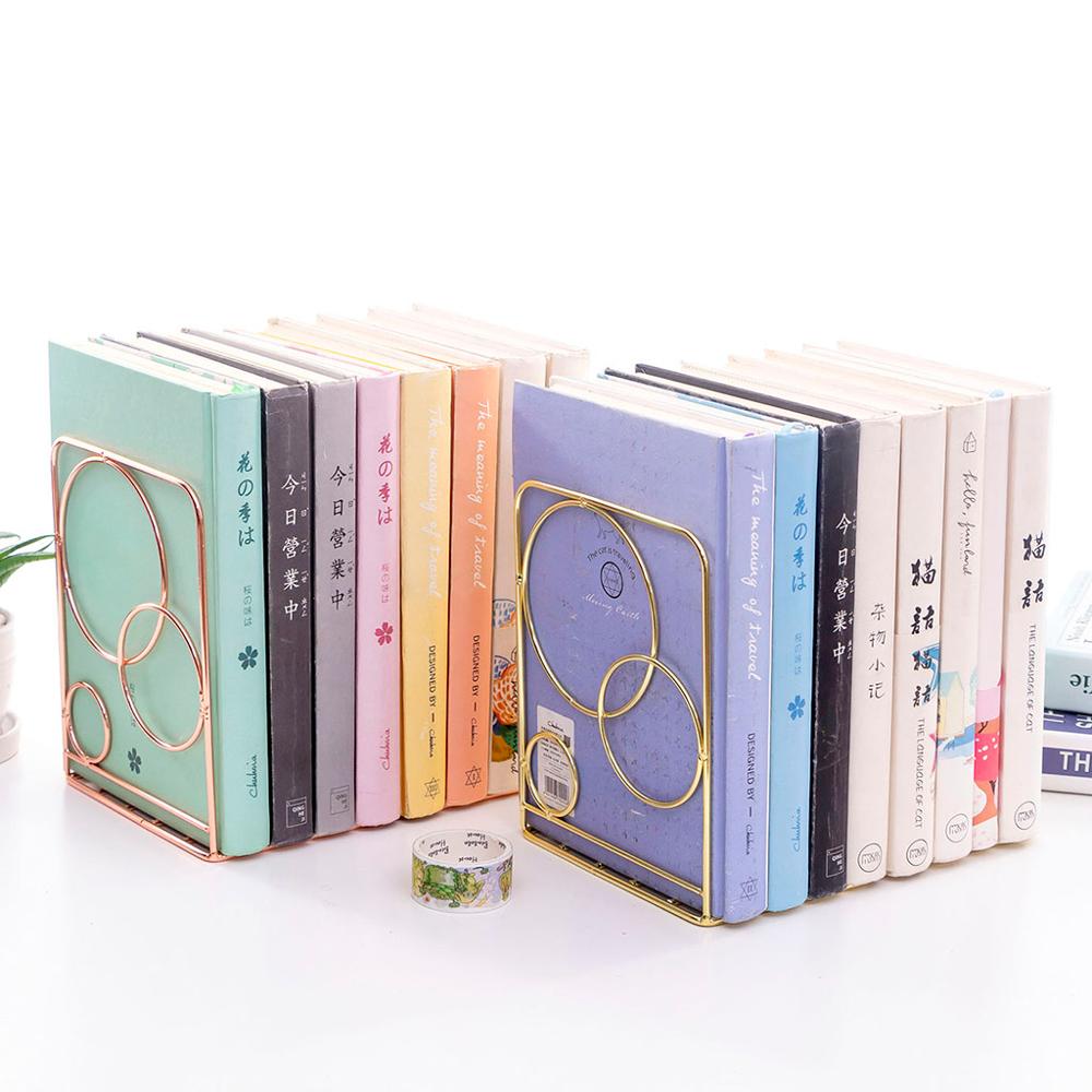 2pcs Round Circle Metal Desktop Bookends Book Ends... – Grandado
